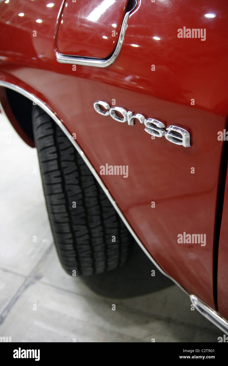 vintage red corsa sports car tyre wheel at motor show Stock Photo - Alamy