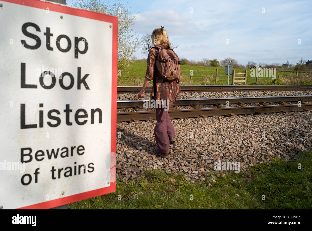 Stop look listen railway sign hi-res stock photography and images - Alamy