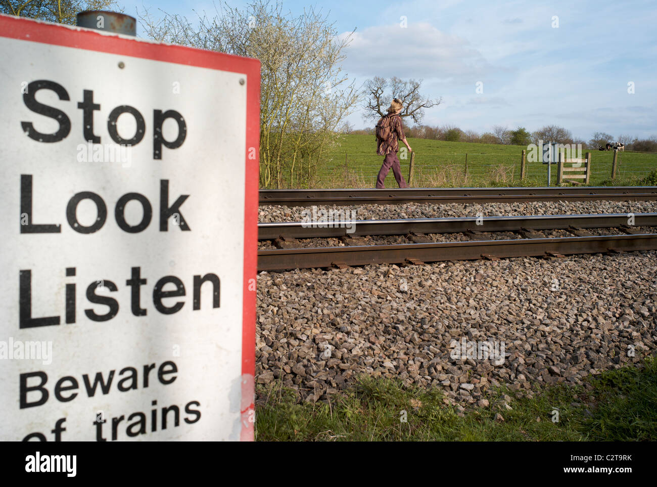 Stop look listen railway sign hi-res stock photography and images - Alamy