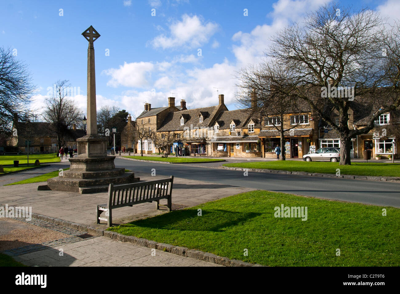 March 2002: War memorial, Early spring sunshine, Street scene, Broadway ...