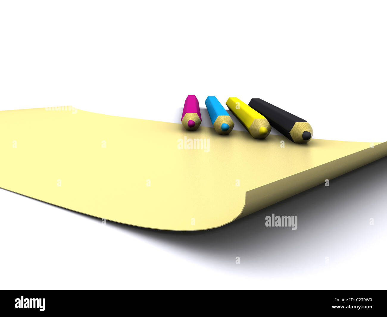 CMYK pencils and letter. 3D Stock Photo - Alamy