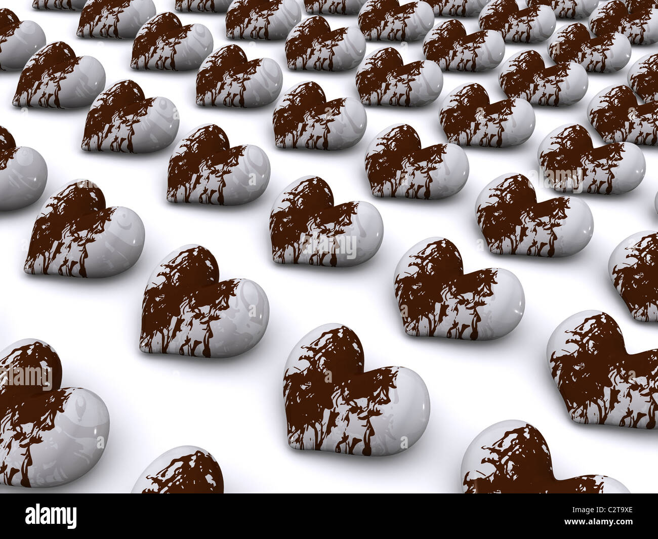 chocolate row hearts. 3d Stock Photo - Alamy