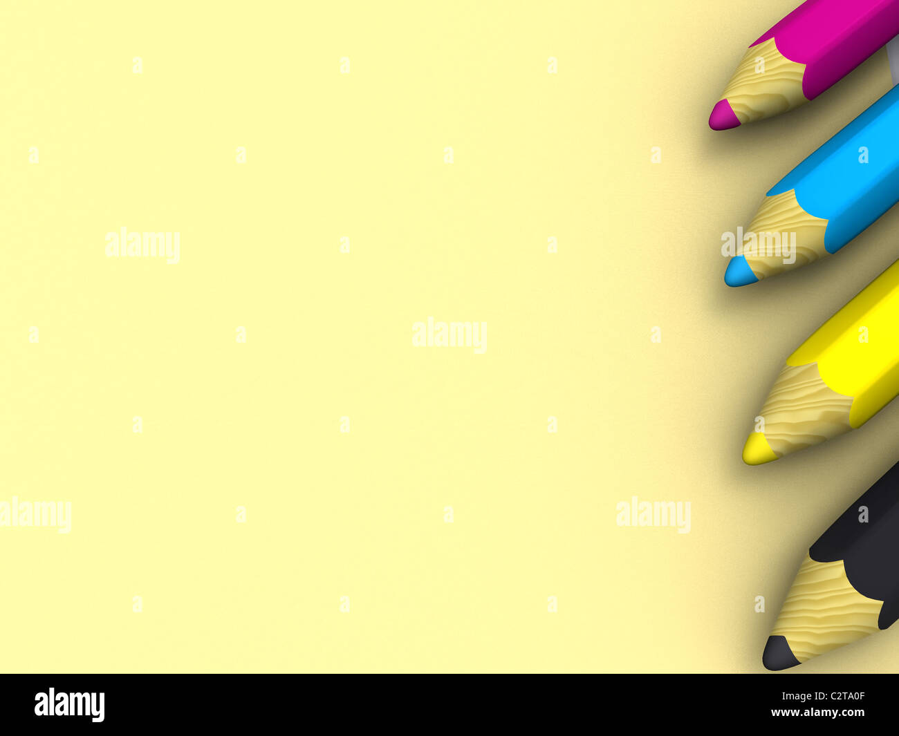 CMYK pencils and letter. 3D Stock Photo - Alamy