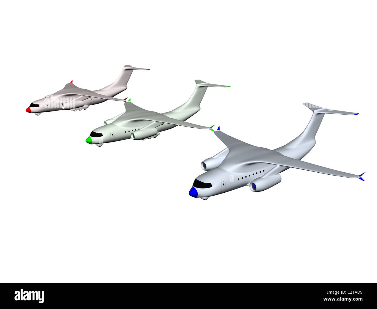 three colored RGB airplanes. 3d Stock Photo - Alamy