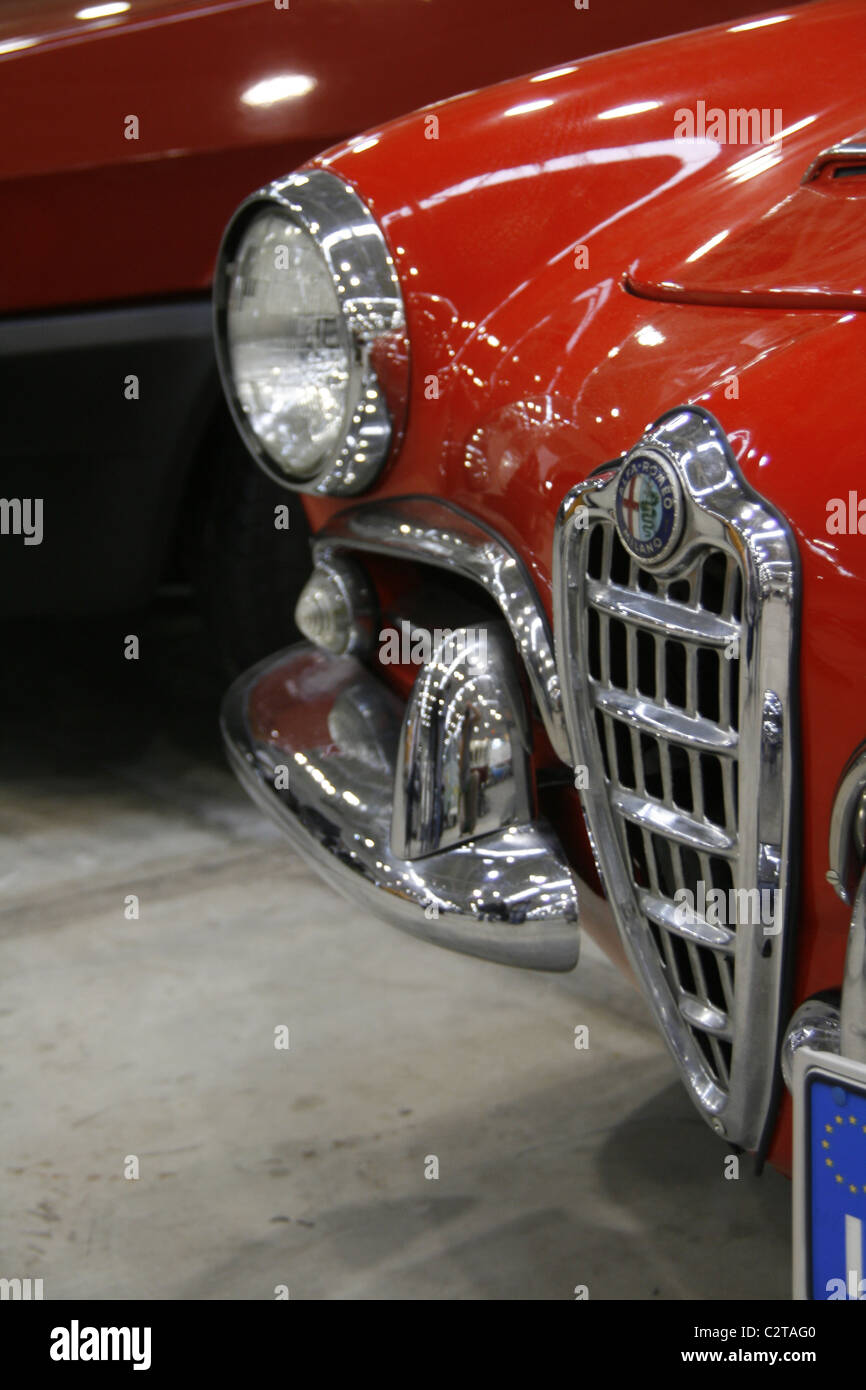 vintage red alfa romeo italian italy sports car at motor show Stock ...