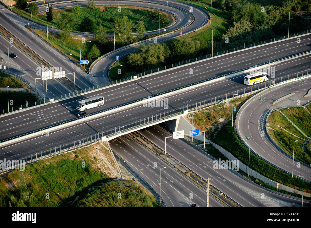 Aerial view of motorway intersection Stock Photo - Alamy