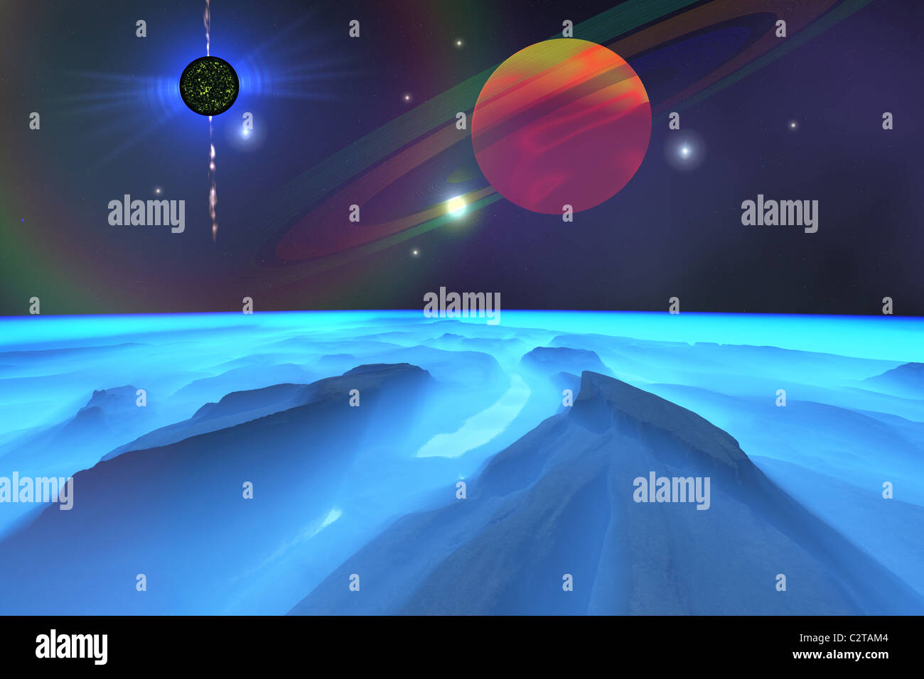 BLUE VOID - Cosmic landscape of a planet in space Stock Photo - Alamy