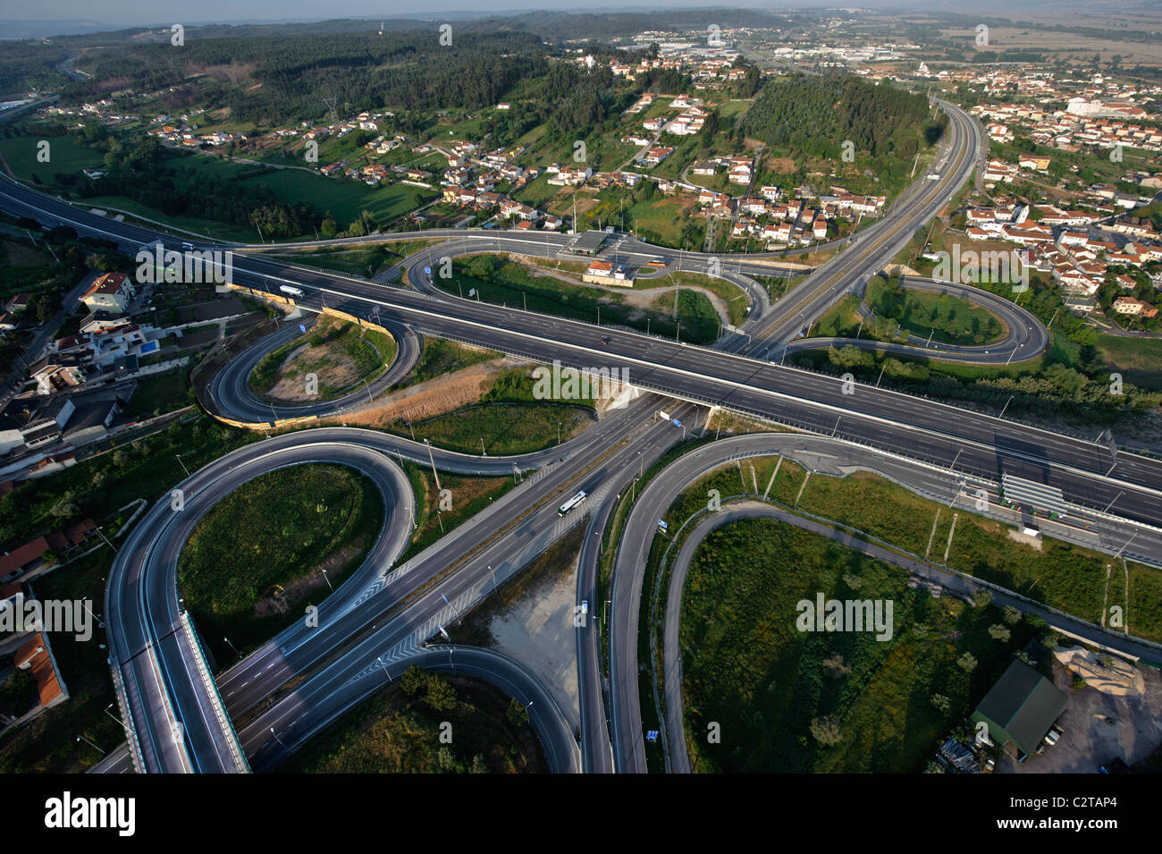 Aerial view of motorway intersection Stock Photo - Alamy