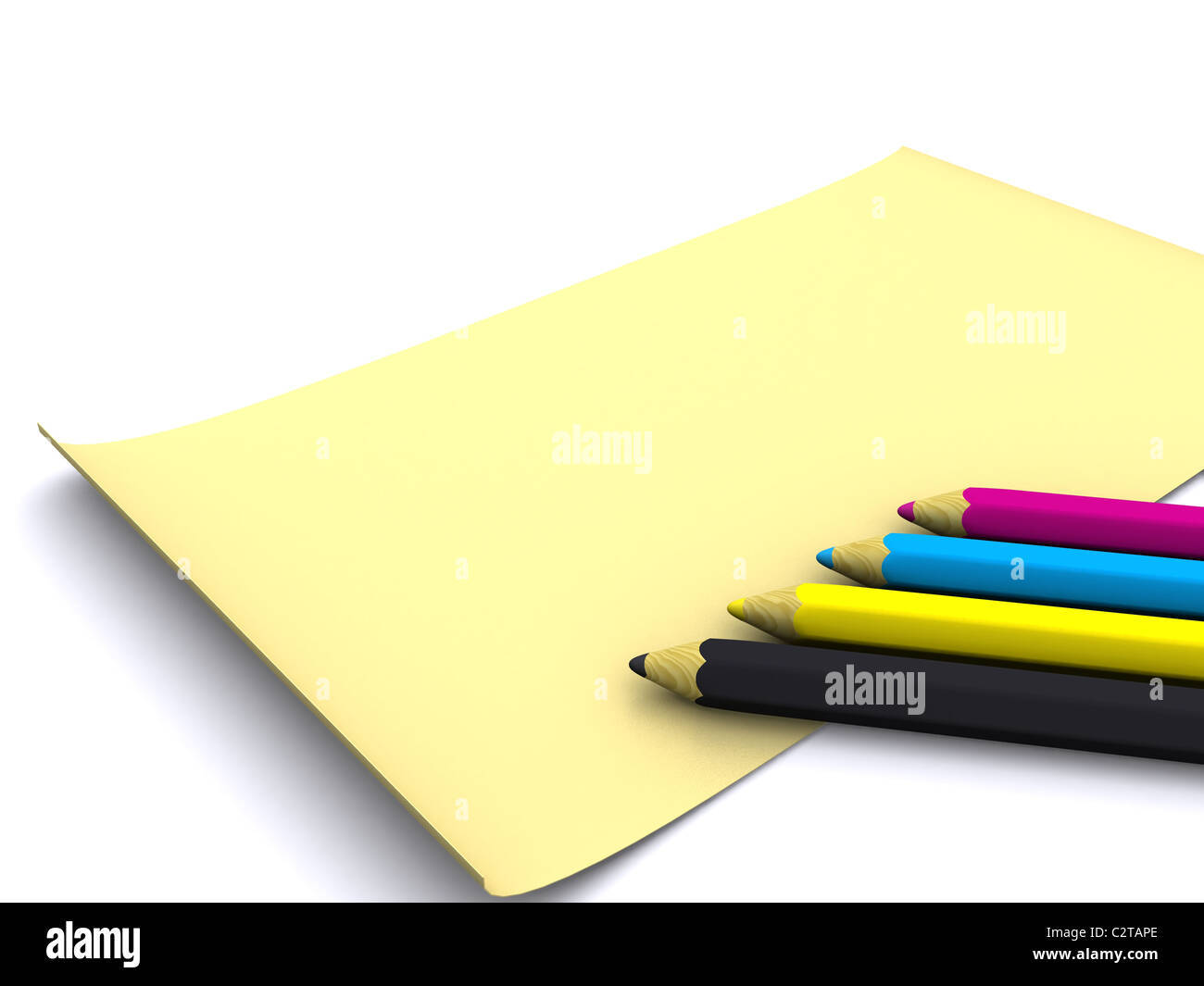 CMYK pencils and letter. 3D Stock Photo - Alamy