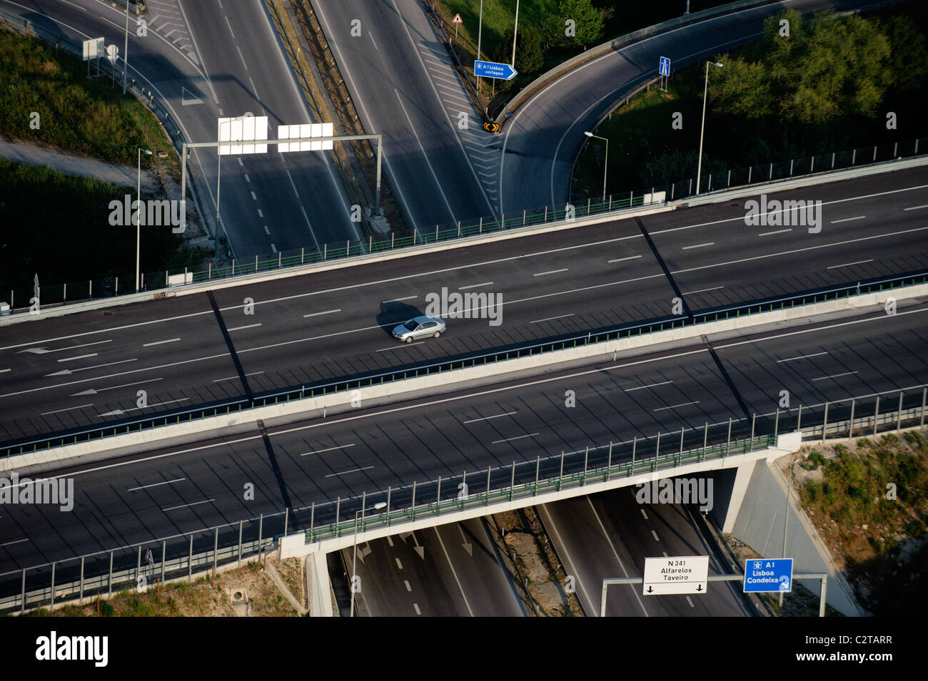 Aerial view of motorway intersection and viaduct Stock Photo - Alamy