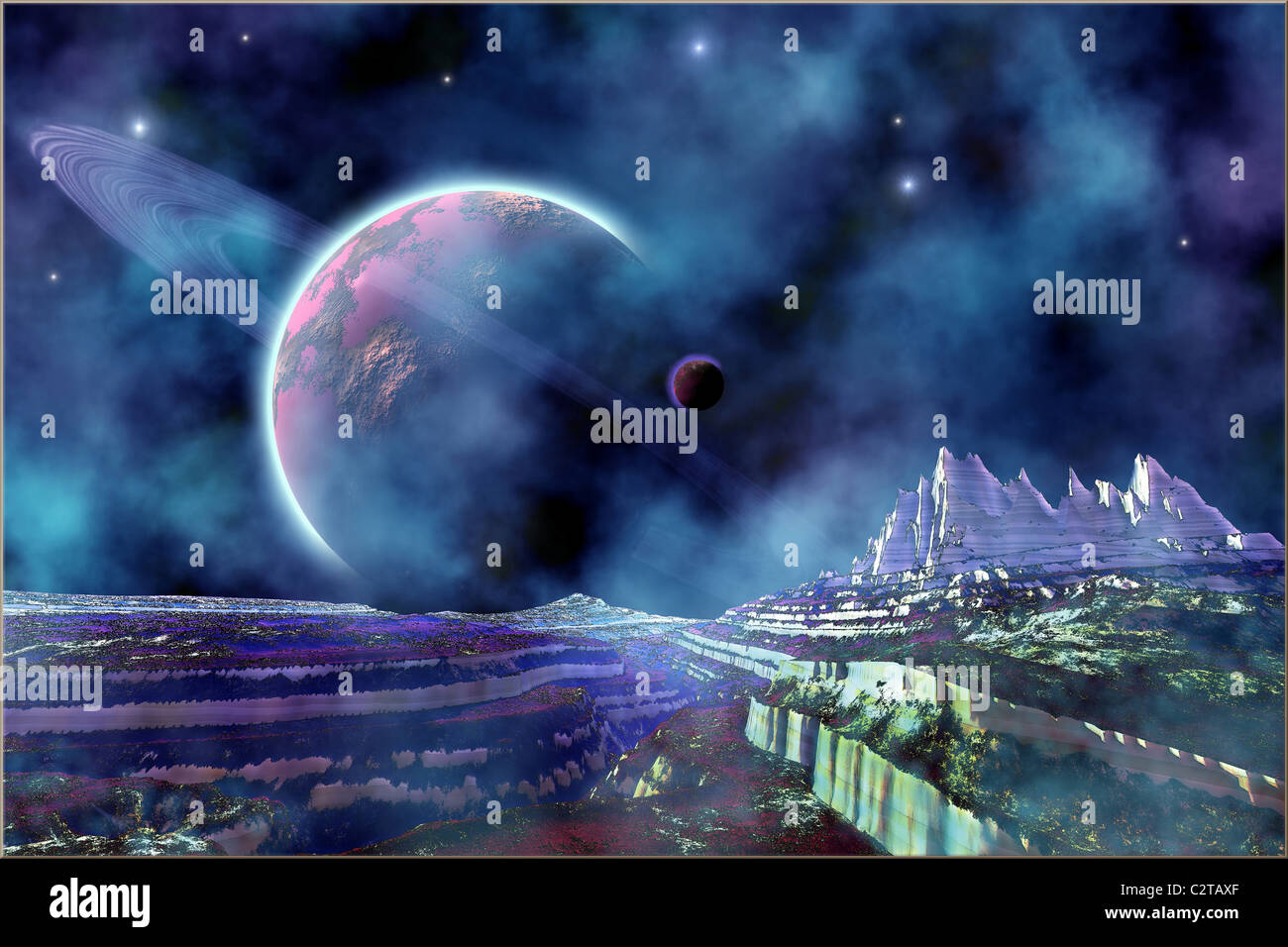 Fantasy alien world view of the universe Stock Photo - Alamy