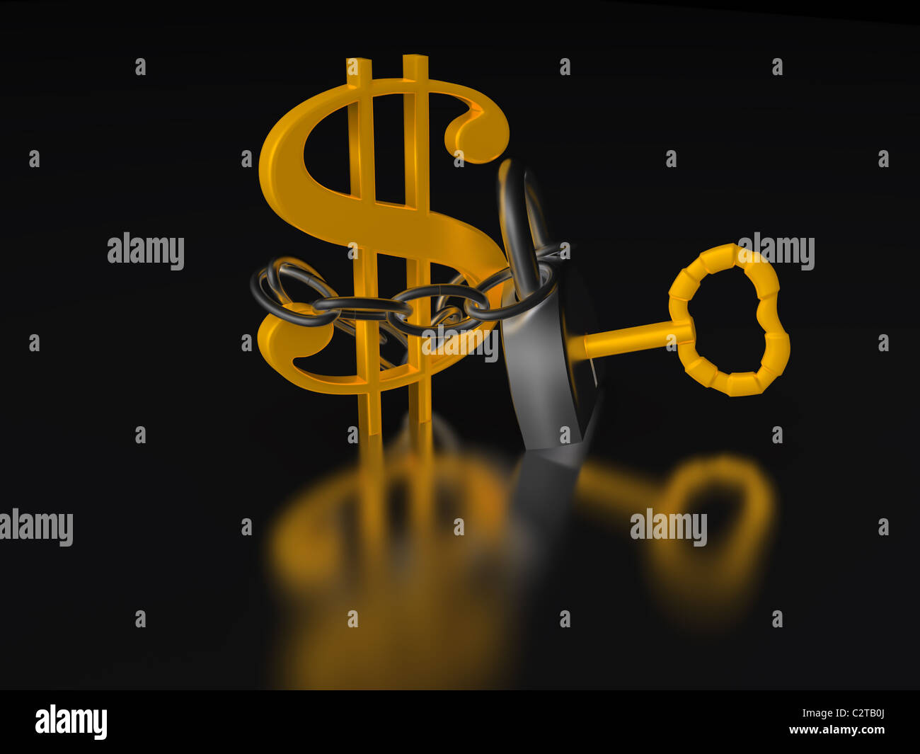 dollar sign in lock chain. 3d Stock Photo - Alamy