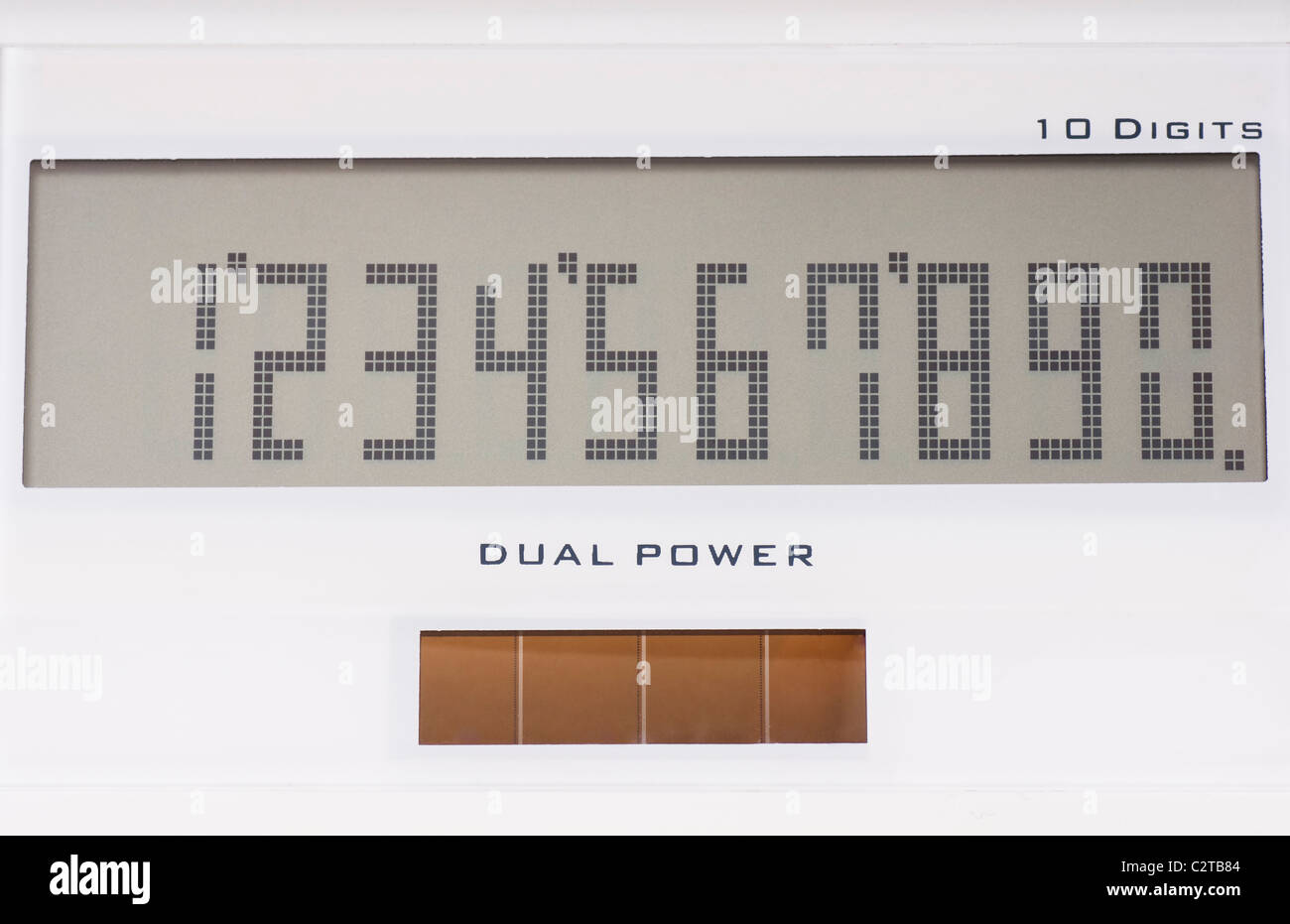 Display of white calculator, powered solar panel Stock Photo - Alamy