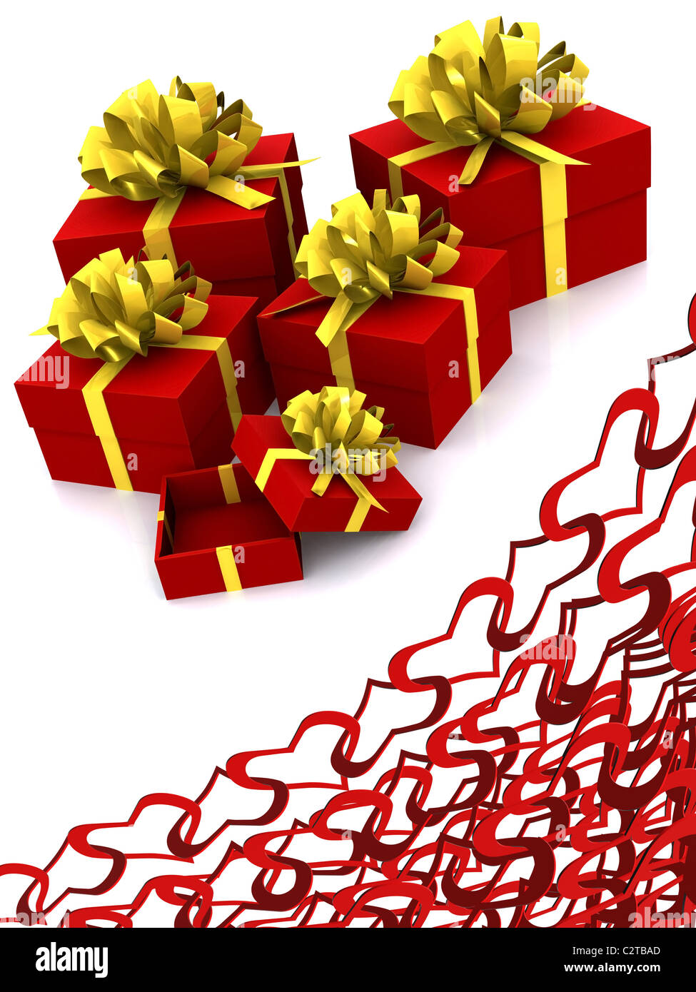 group gift boxes on white. 3d Stock Photo - Alamy