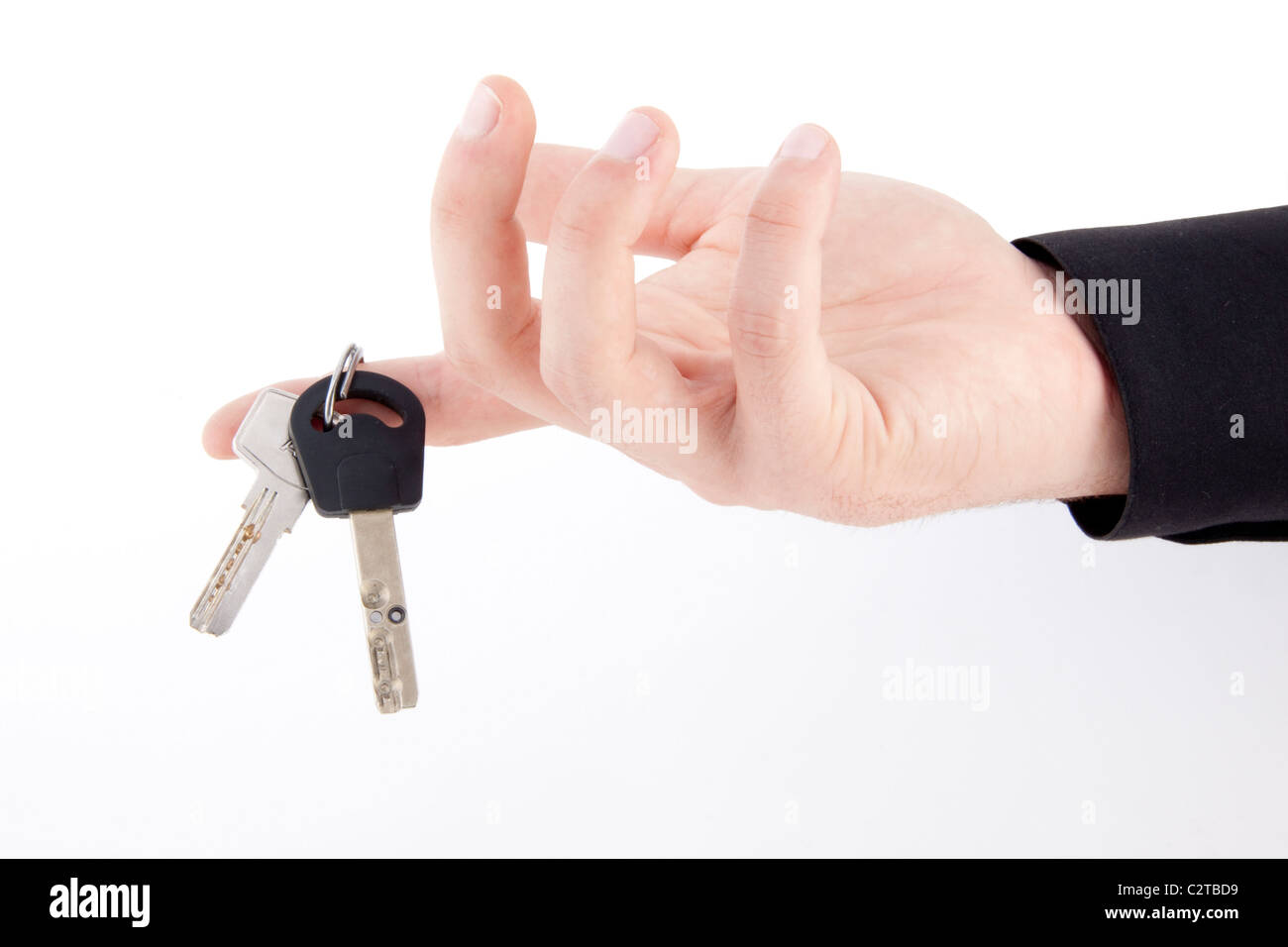 hand with keys isolated on white background Stock Photo - Alamy