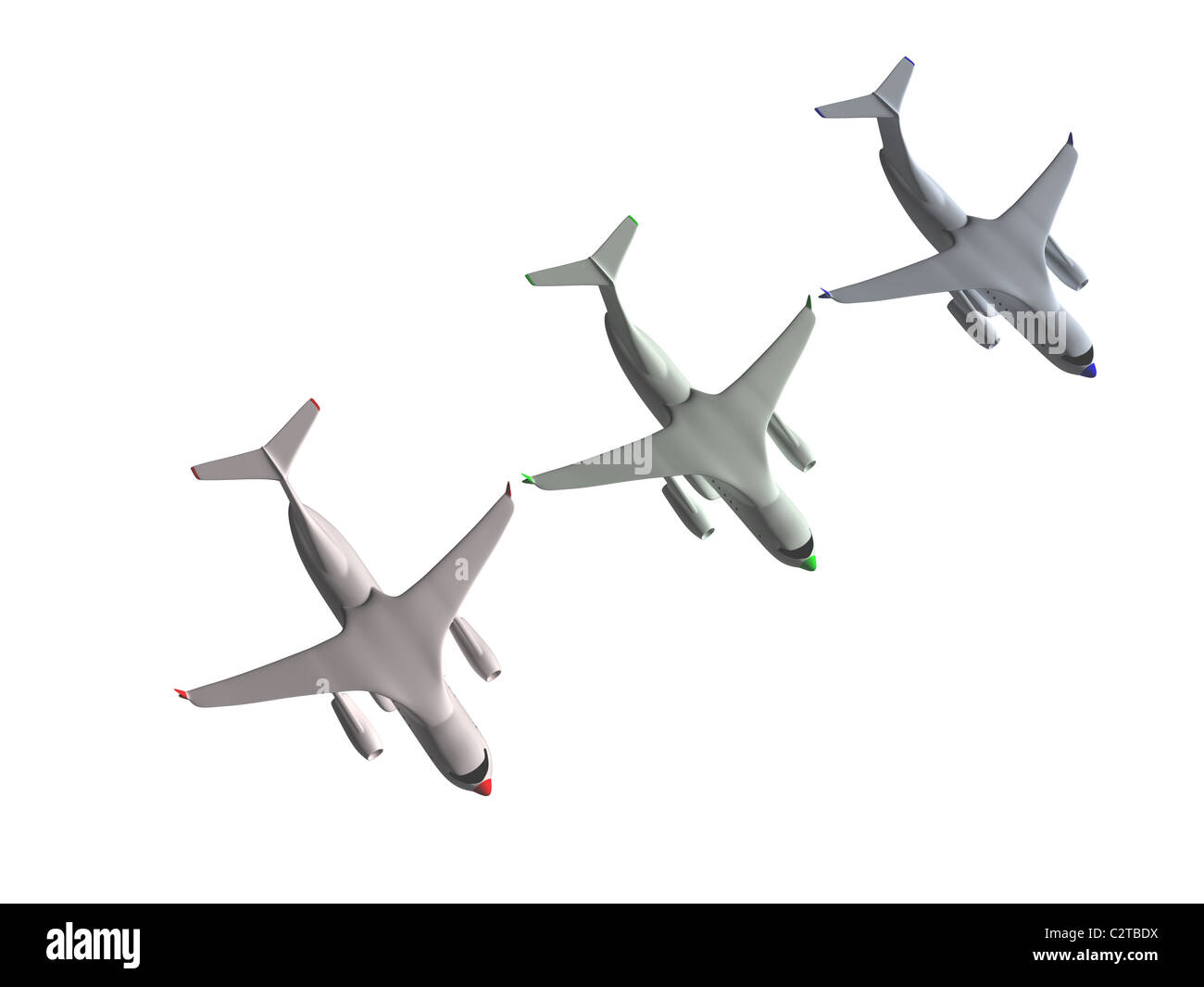 three colored RGB airplanes. 3d Stock Photo - Alamy