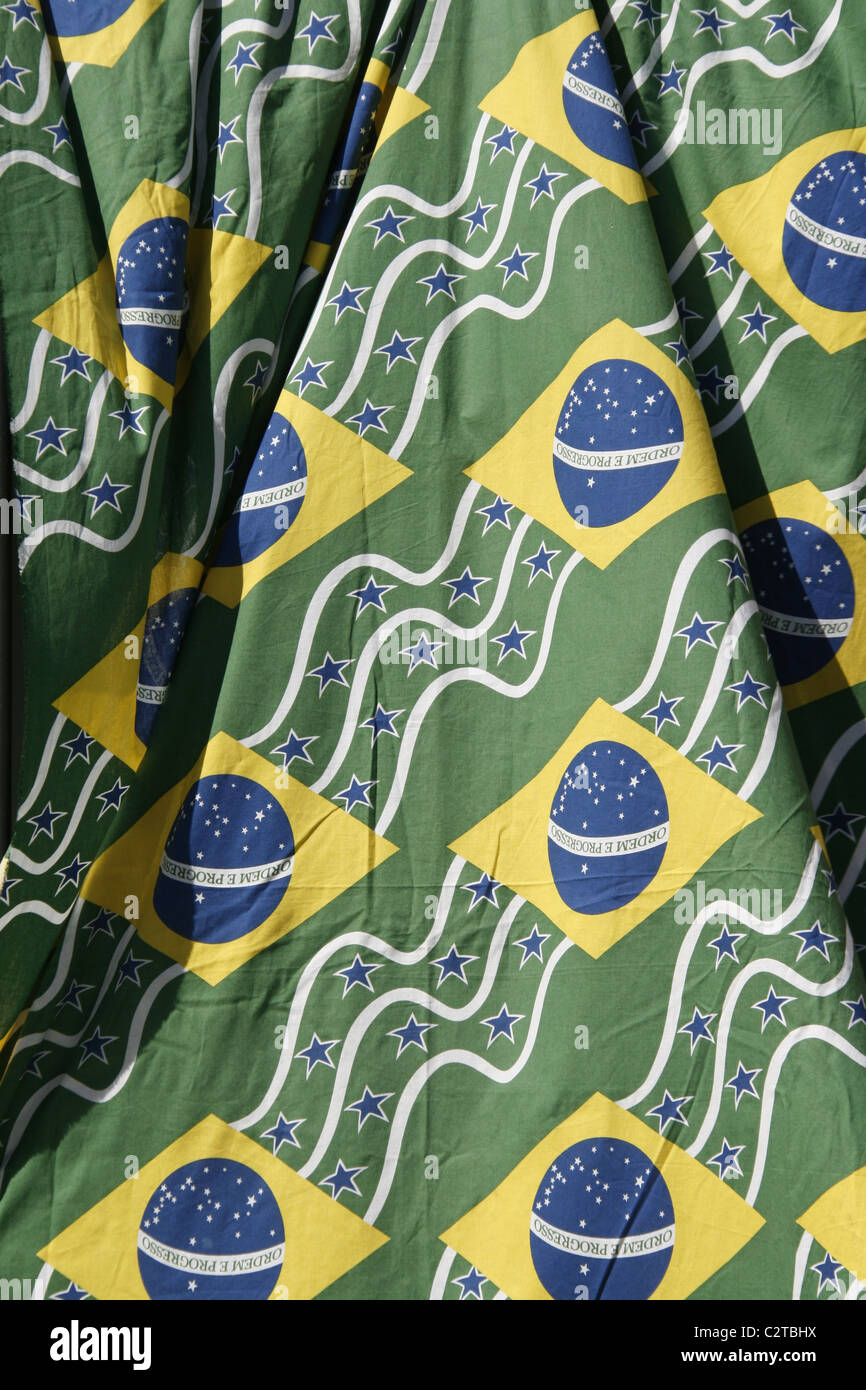 brazilian flag banner curtains outside house window in rome italy Stock ...