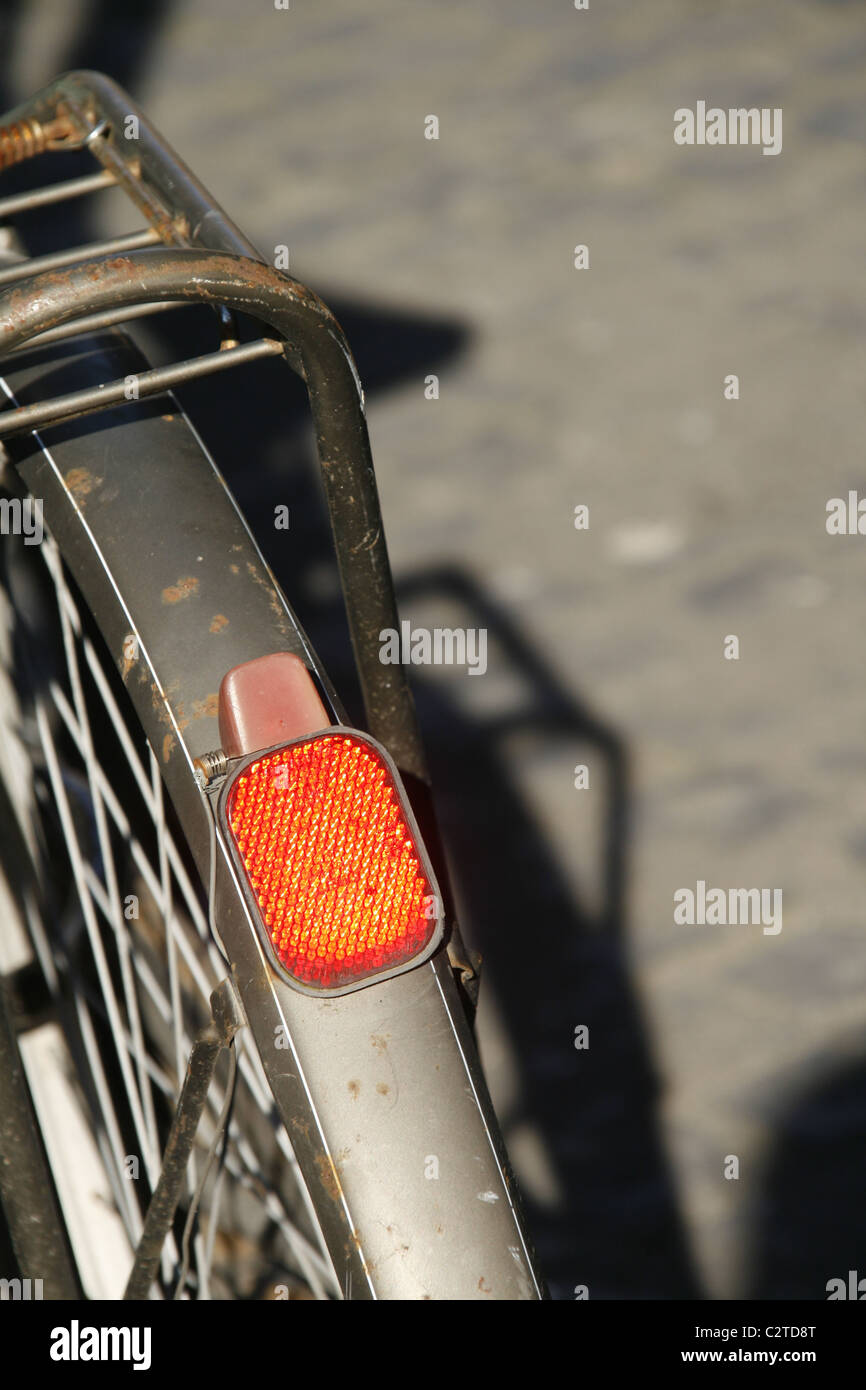 red reflector on the back of bike bicycle Stock Photo - Alamy