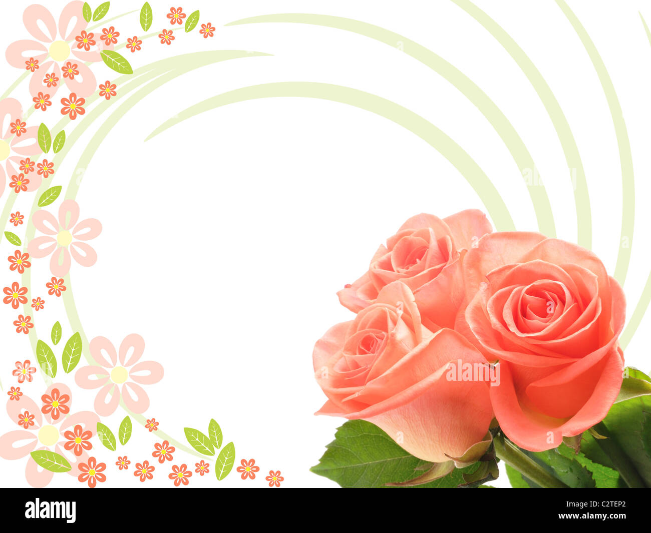 tree roses on floral background Stock Photo - Alamy