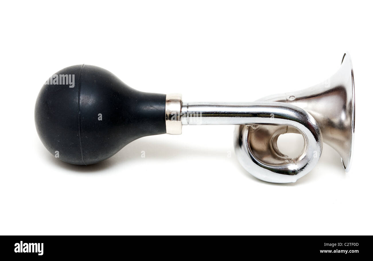 silver horn isolated on a white background Stock Photo - Alamy