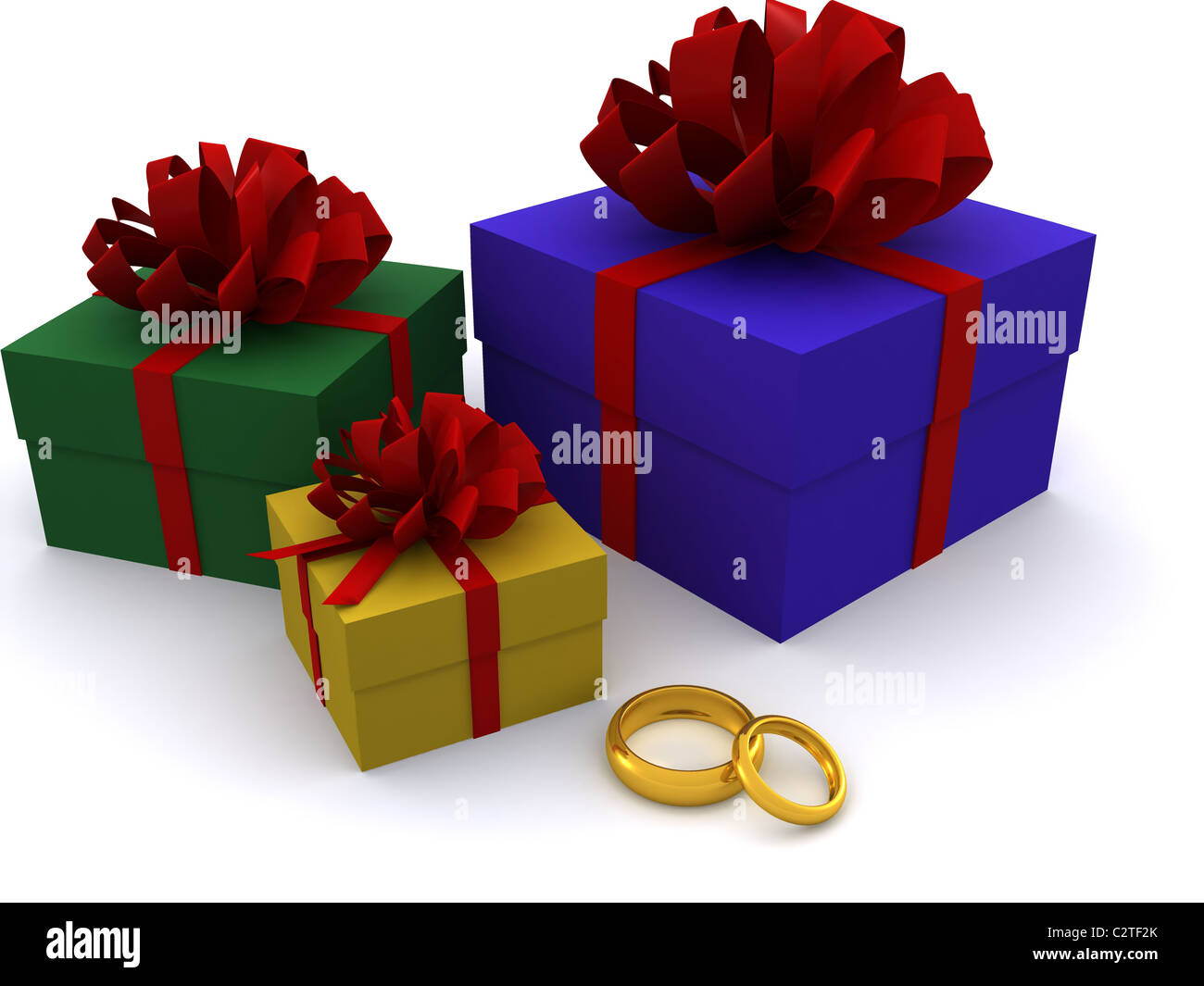 present boxes with rings. 3D Stock Photo - Alamy