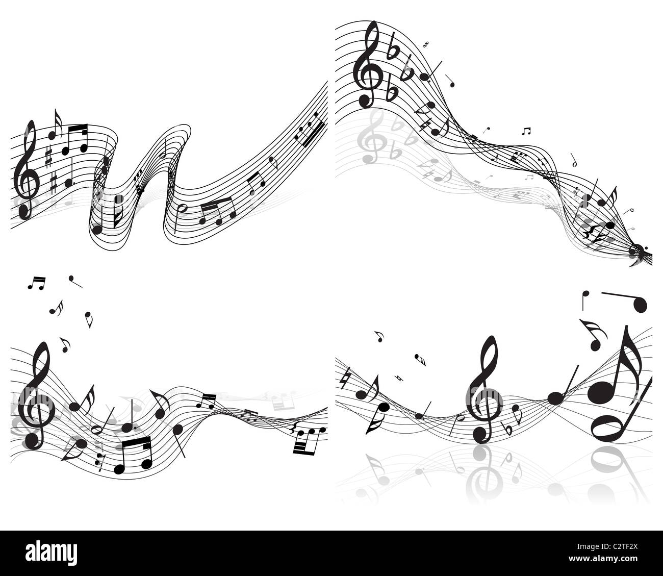 Vector musical notes staff backgrounds set for design use Stock Photo ...