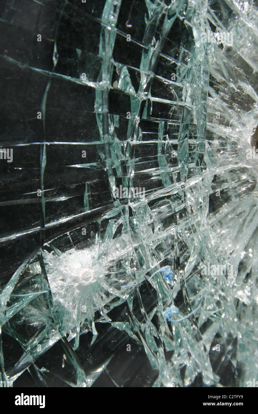 close up detail of broken glass window pane Stock Photo - Alamy
