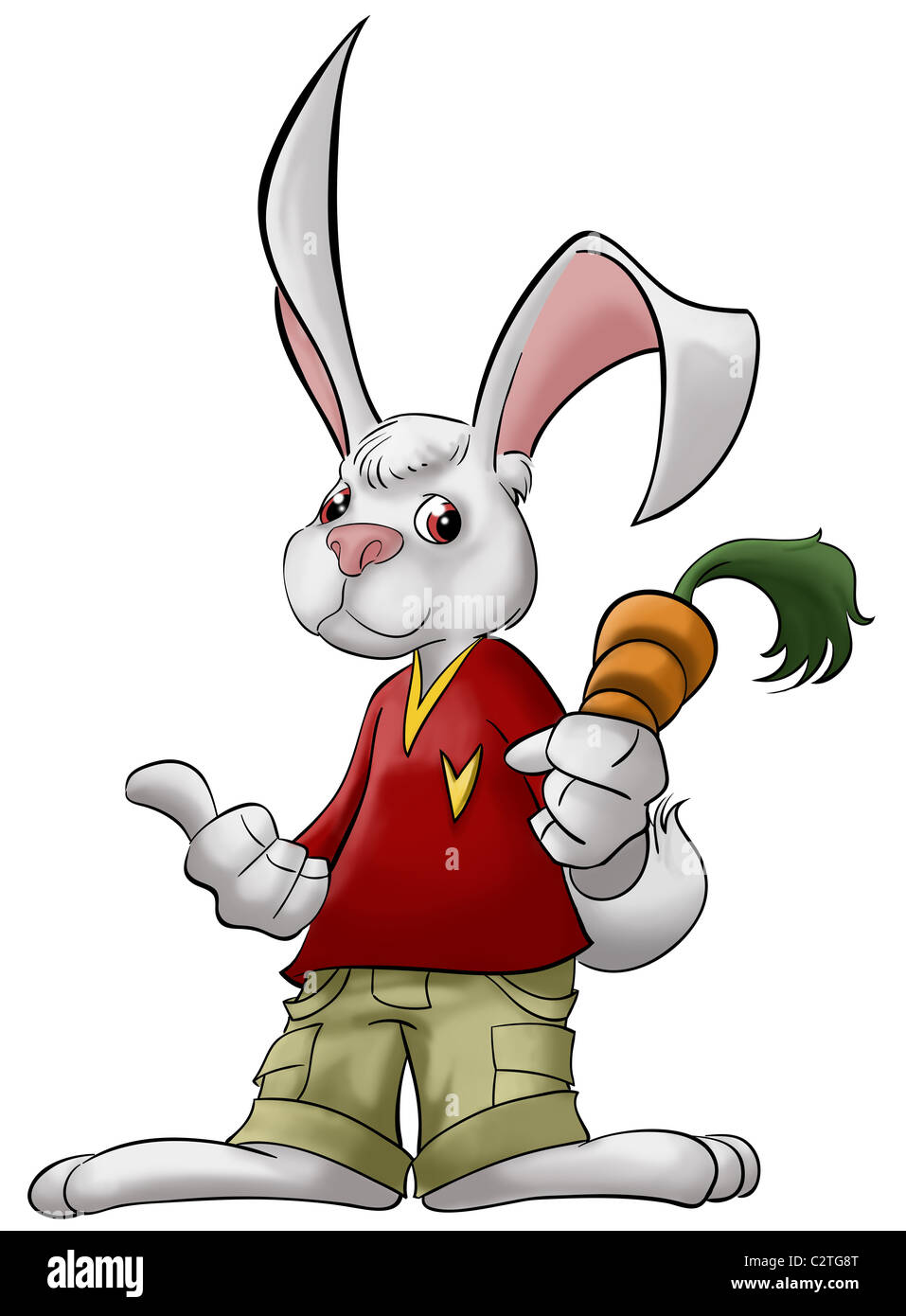 a smart rabbit with carrot in his hand Stock Photo - Alamy