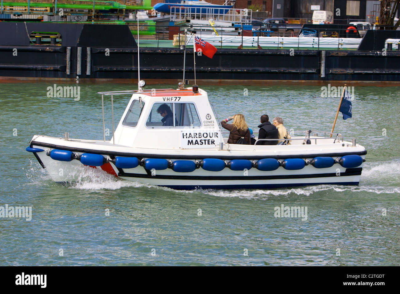 Harbour Masters boat in Cowes harbour on the Isle of Wight Stock Photo ...