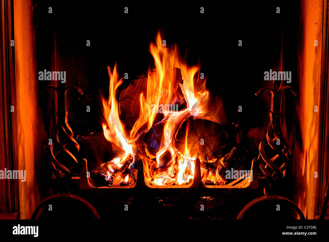 Roaring fireplace fire hi-res stock photography and images - Alamy
