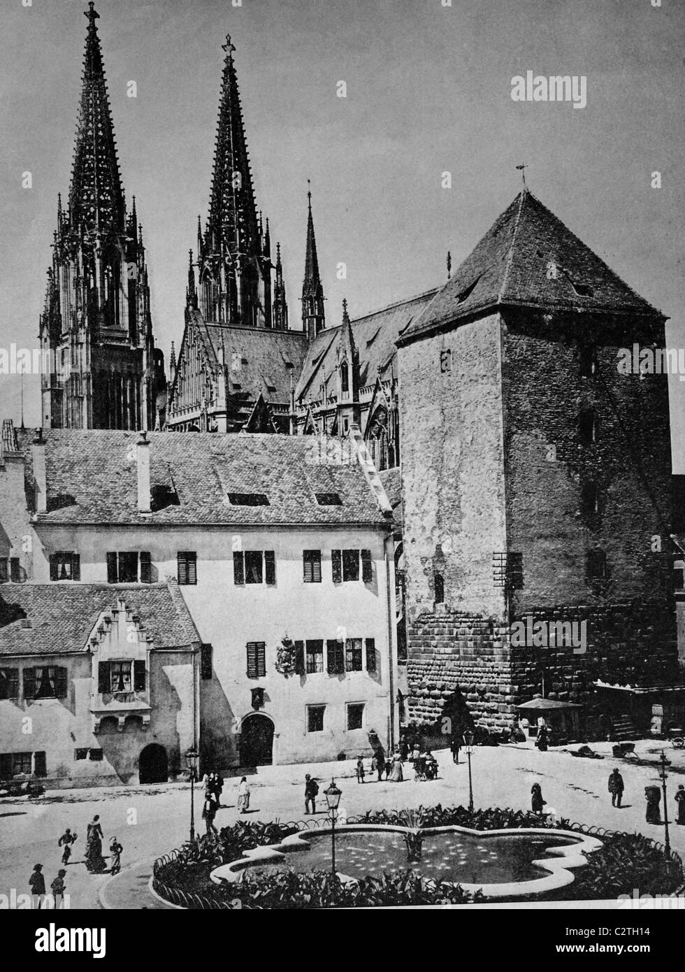 Early autotype of Regensburg, Bavaria, UNESCO World Heritage Site ...
