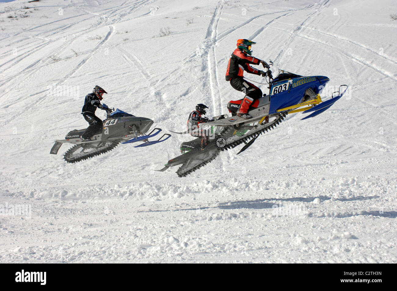 Snowmobile Racers Getting Airborne 2005 Arctic Man Competition SC AK ...
