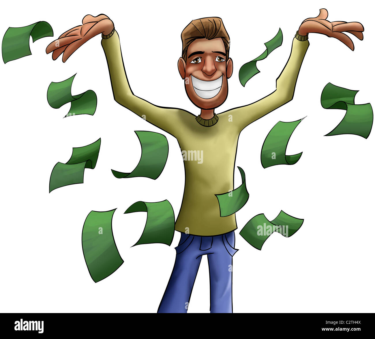 this is a rich man, but he has a big smile. looks like he is a little ...