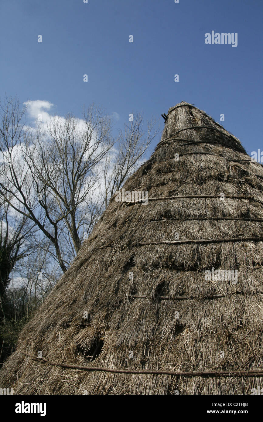 old traditional rural farm structure with straw roof Stock Photo - Alamy