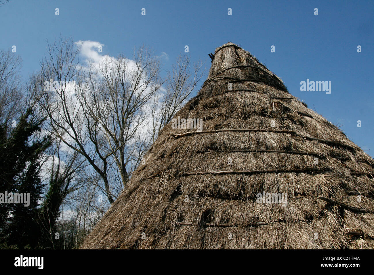 old traditional rural farm structure with straw roof Stock Photo - Alamy