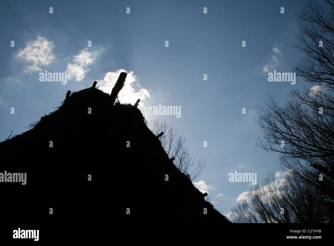 old traditional rural farm structure with straw roof Stock Photo - Alamy