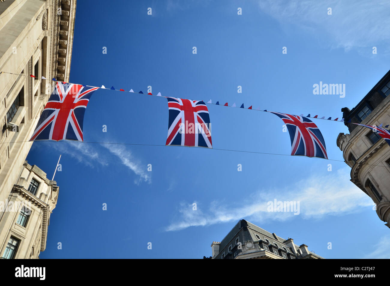 Union Jack in Regent Street royal wedding 2011 Stock Photo - Alamy