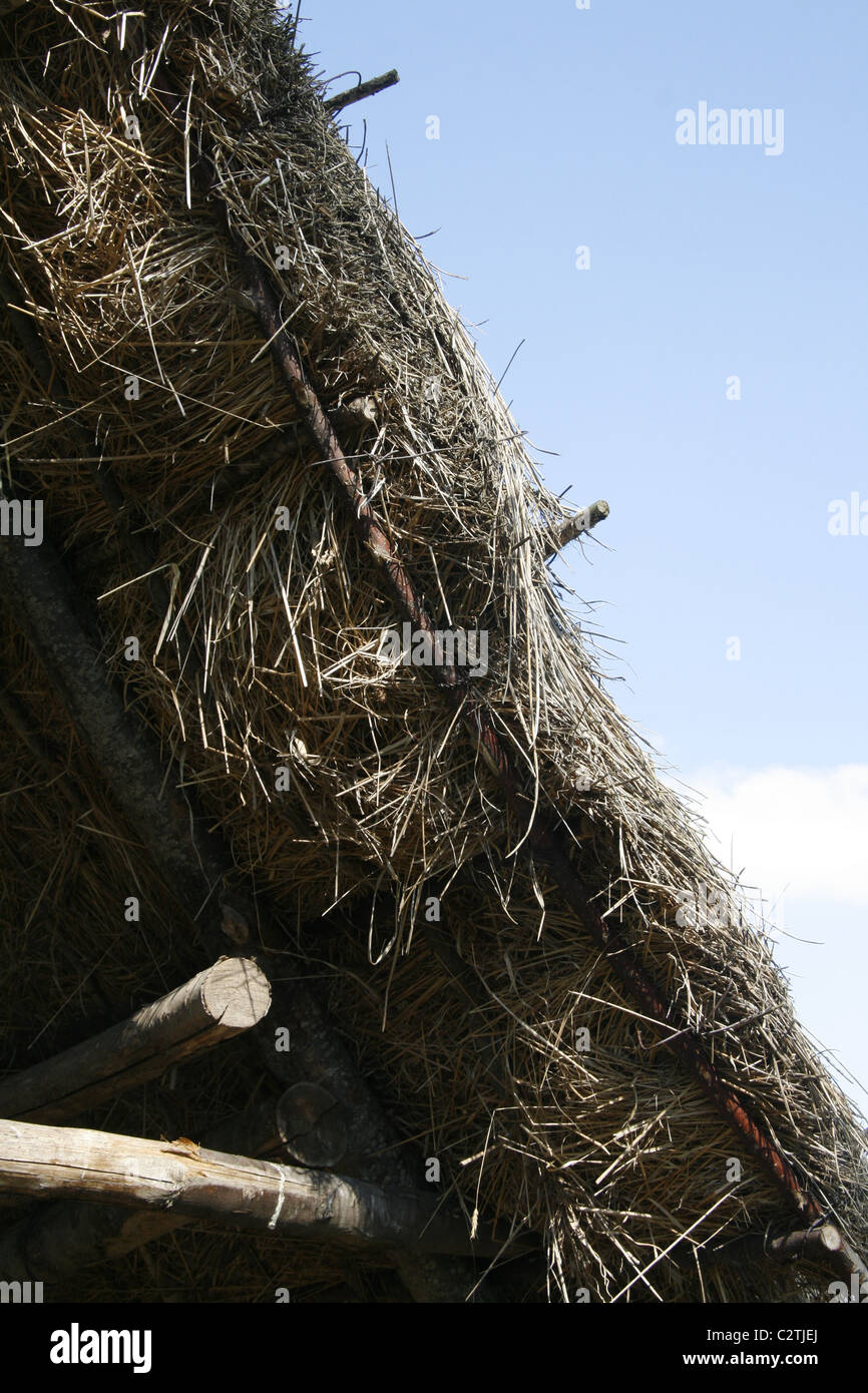 old traditional rural farm structure with straw roof Stock Photo - Alamy