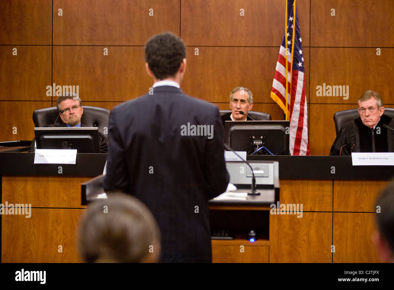 A real judge responds to a student's argument at the law school of the ...