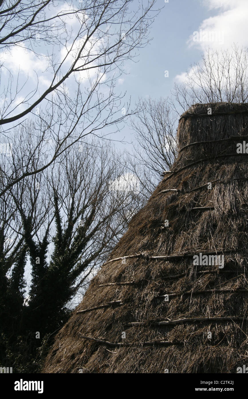 old traditional rural farm structure with straw roof Stock Photo - Alamy
