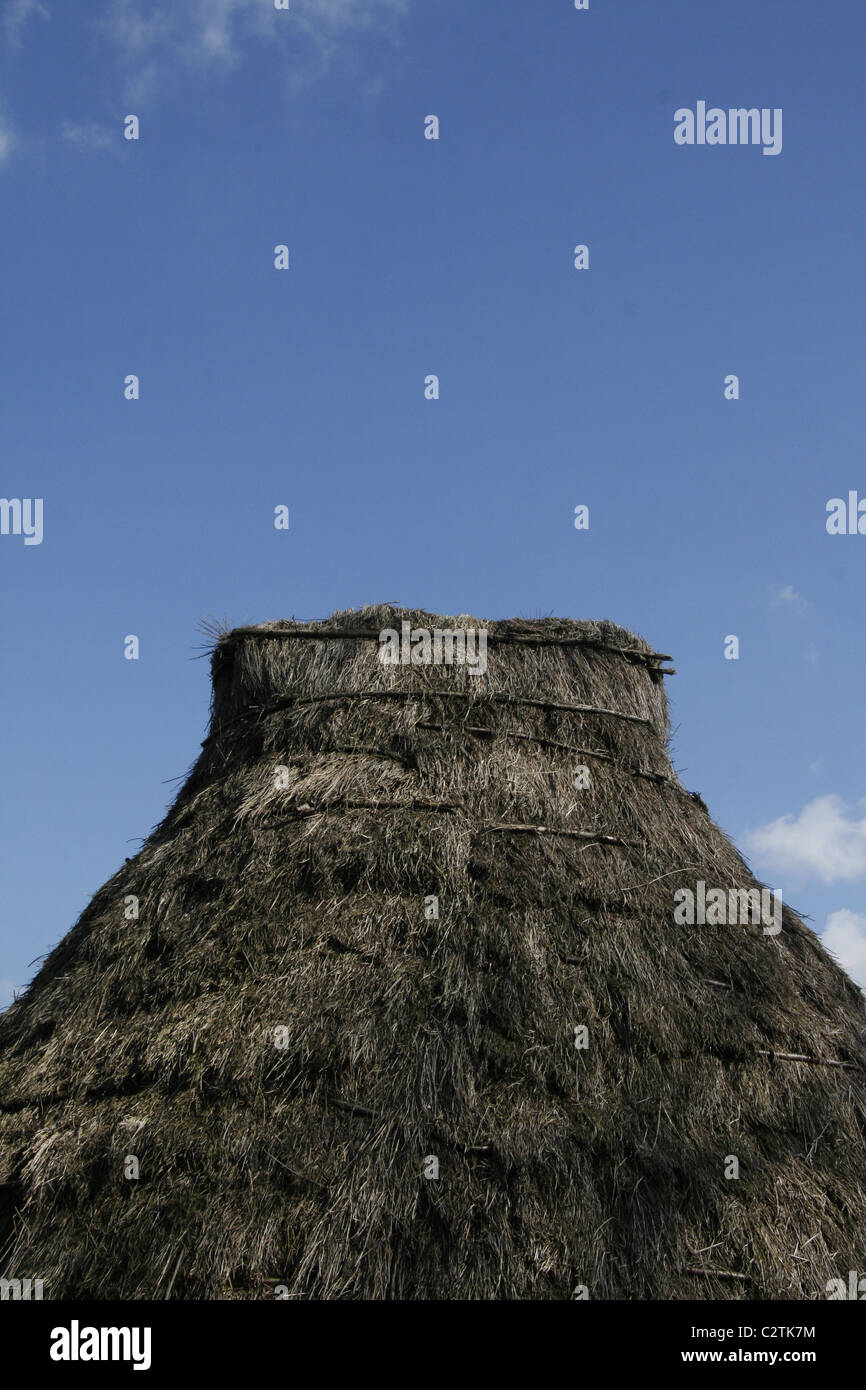 old traditional rural farm structure with straw roof Stock Photo - Alamy