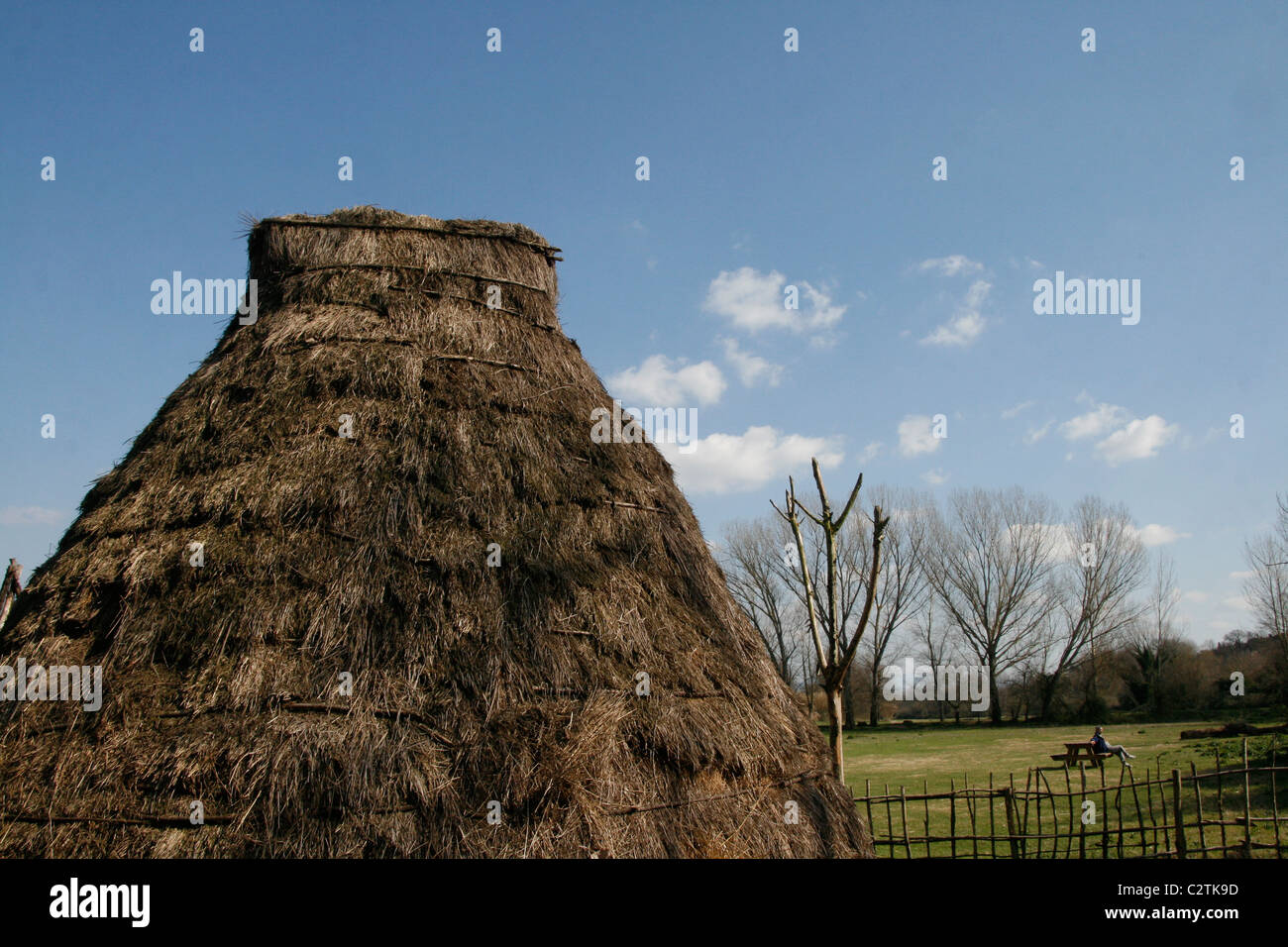 old traditional rural farm structure with straw roof Stock Photo - Alamy