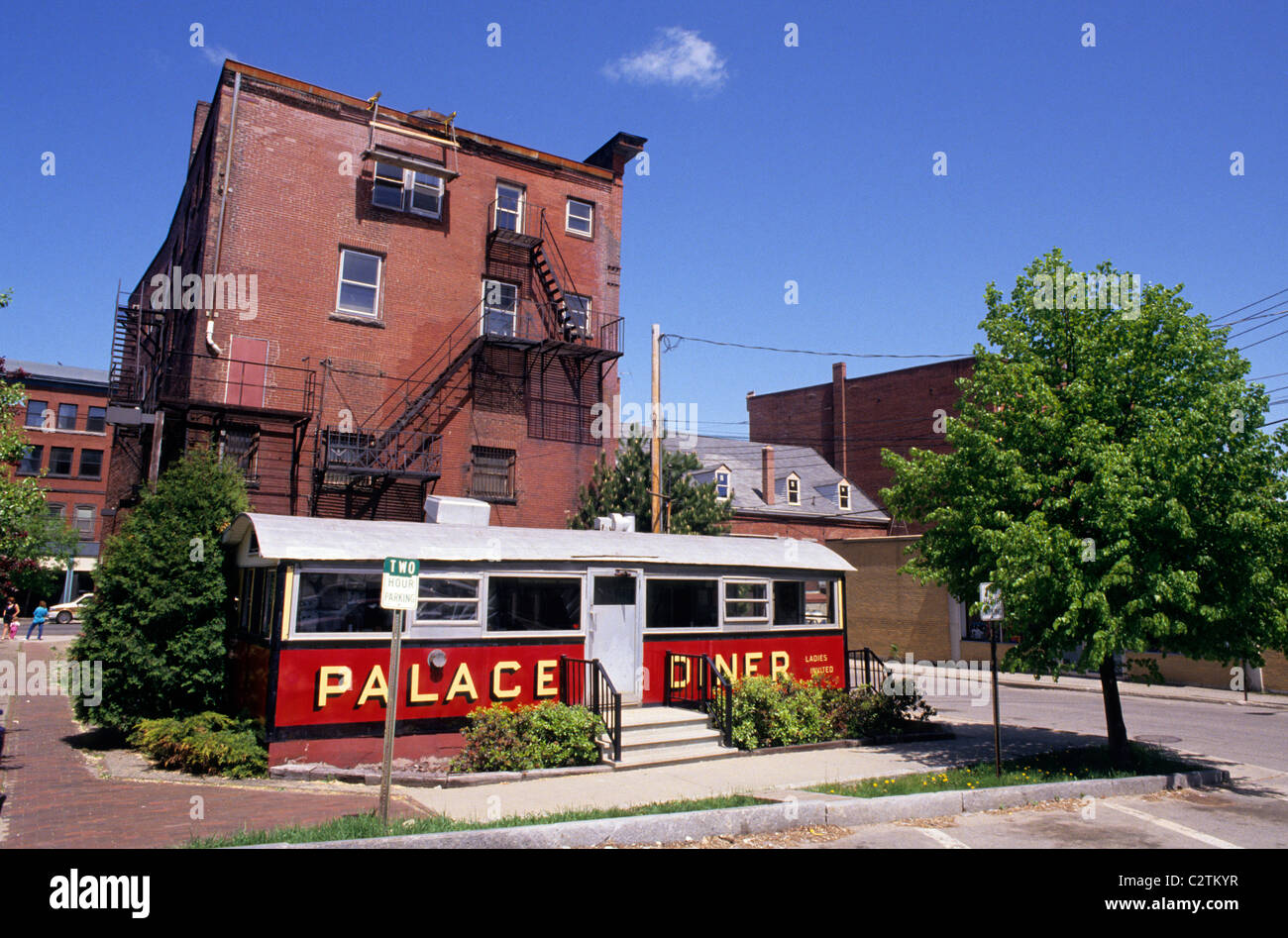 The Palace Diner located in Biddeford, Maine. 1926 Pollard Diner. Red ...