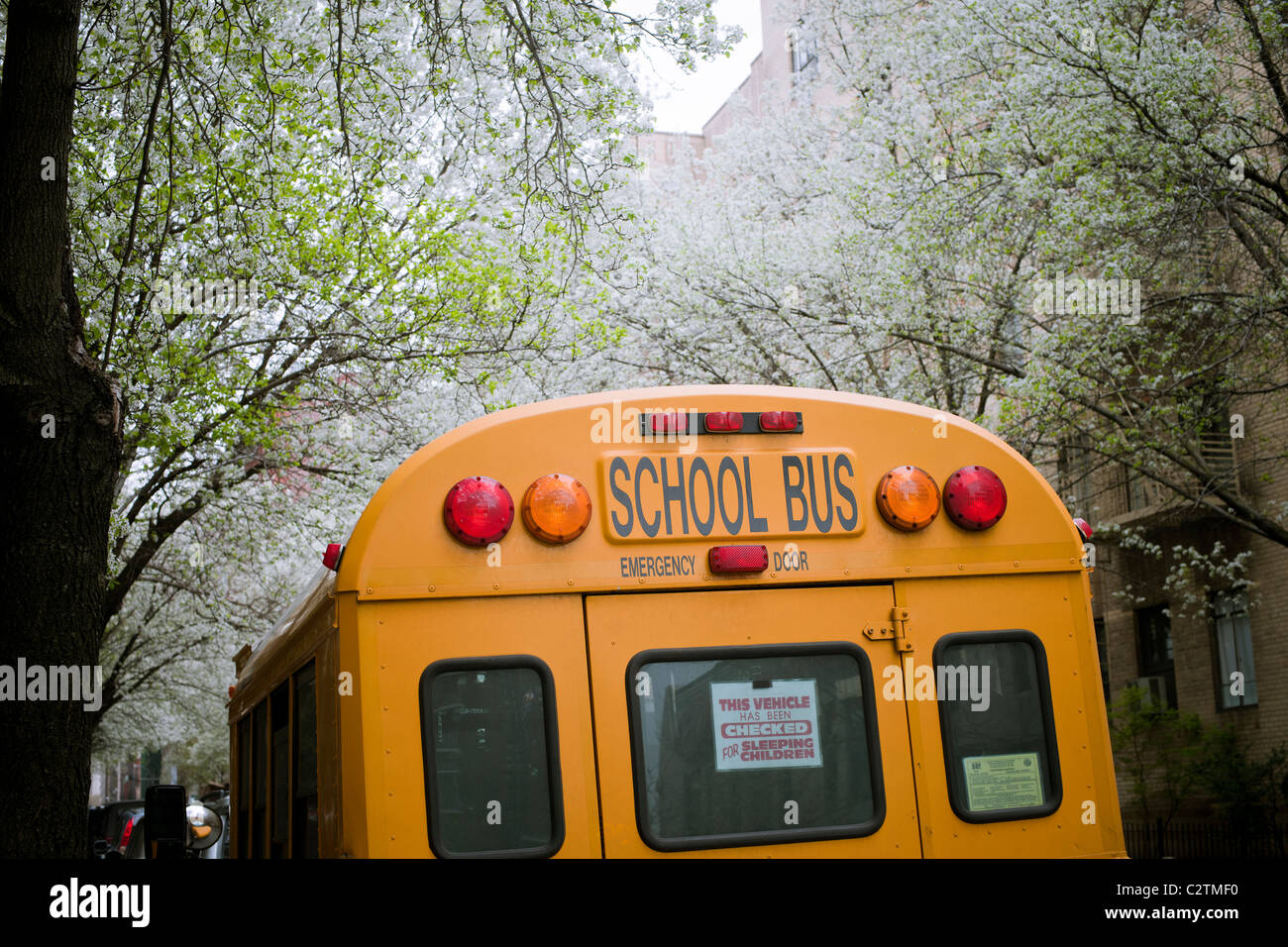 School bus checked for sleeping children parked in the New York ...