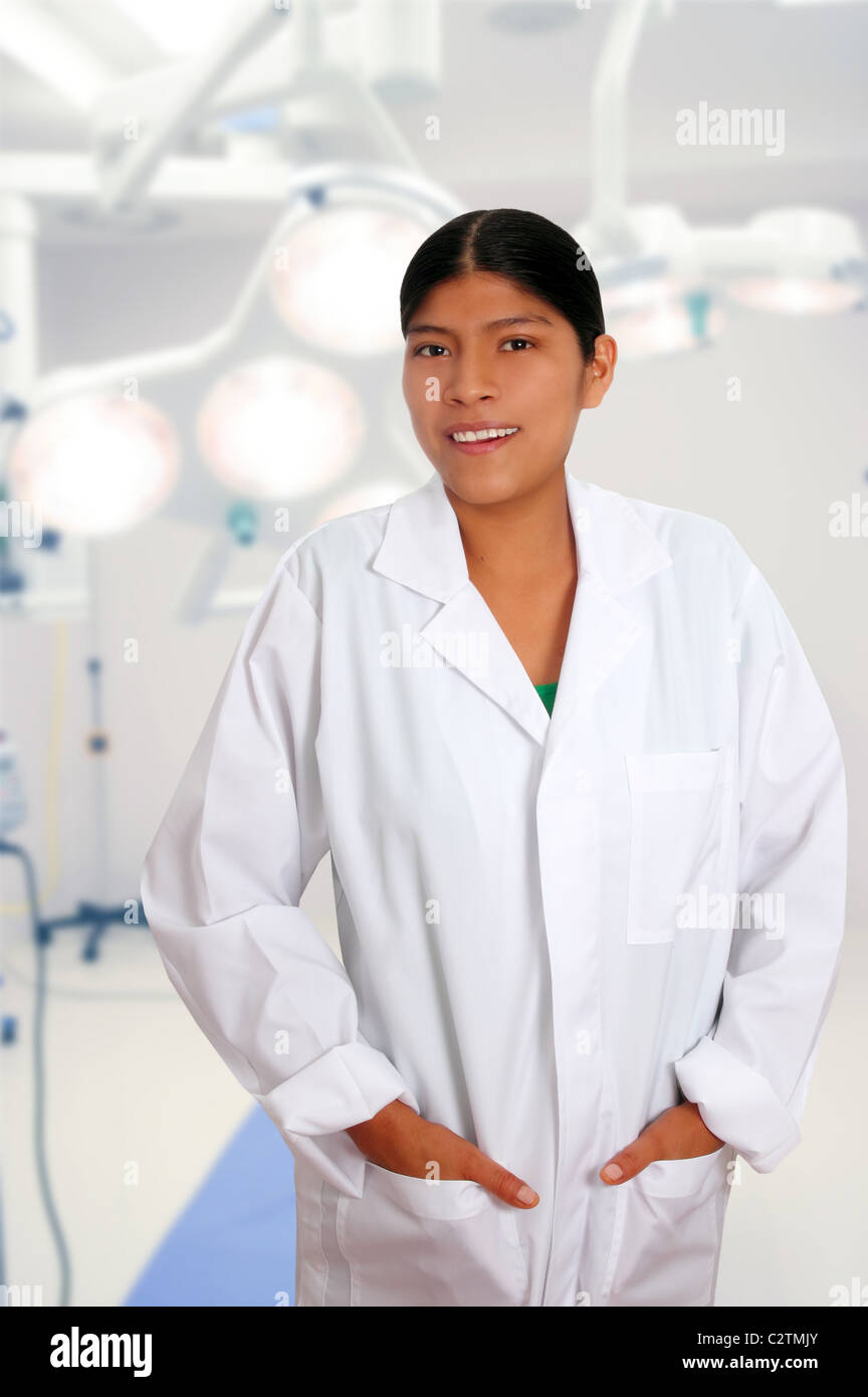 Latin hispanic young doctor woman surgery lights hospital Stock Photo ...