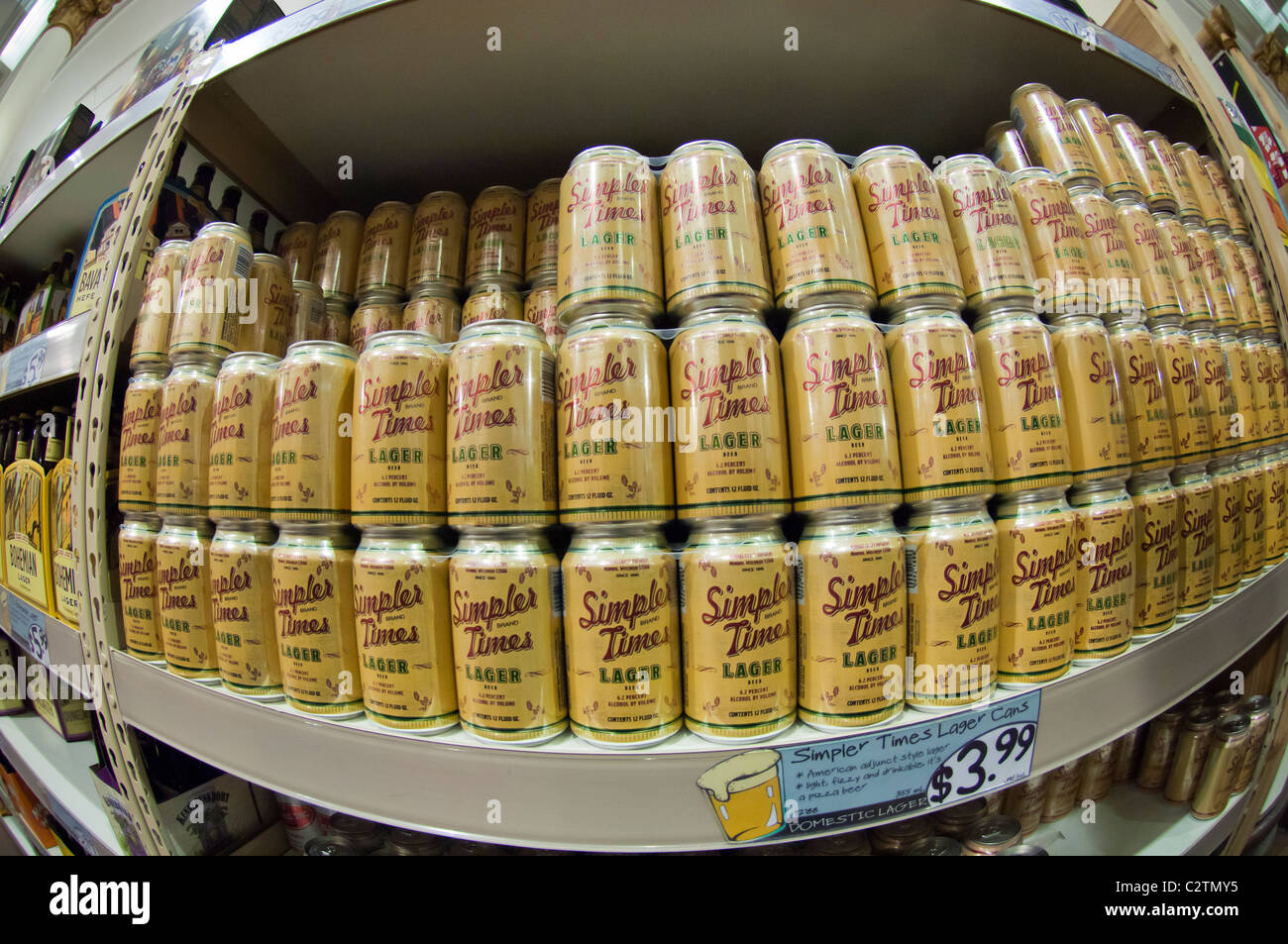 A display of Simpler Times beer by the brewer Minhas Craft Brewery in a ...