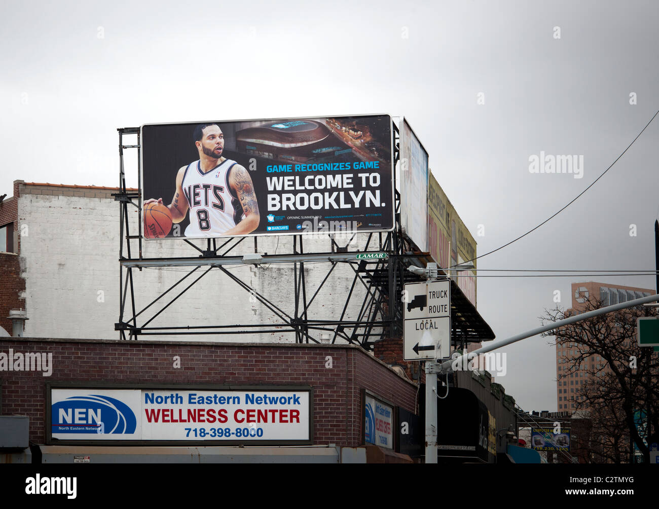 A billboard in Brooklyn in New York promotes the arrival of he Nets ...