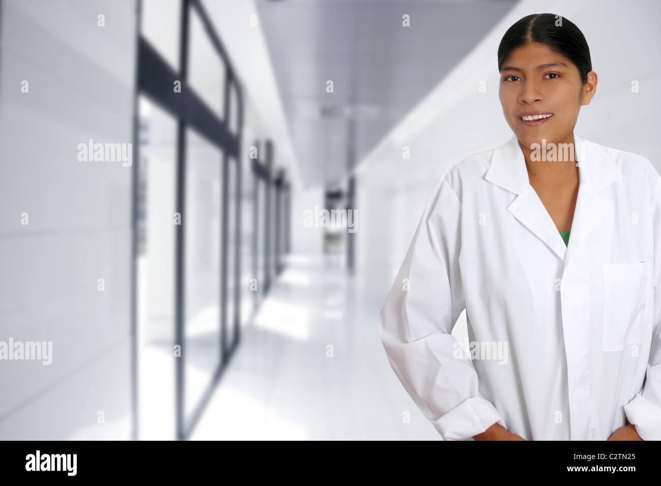 Latin hispanic young doctor woman hospital corridor Stock Photo - Alamy