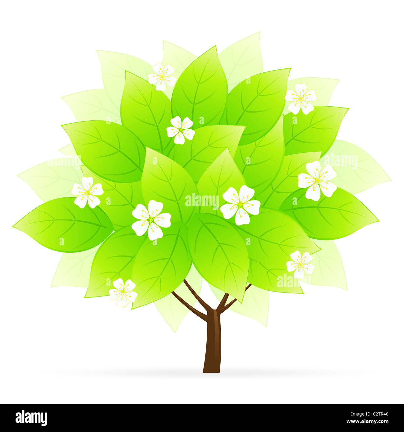 Green Tree Icon with flowers isolated on white Stock Photo - Alamy
