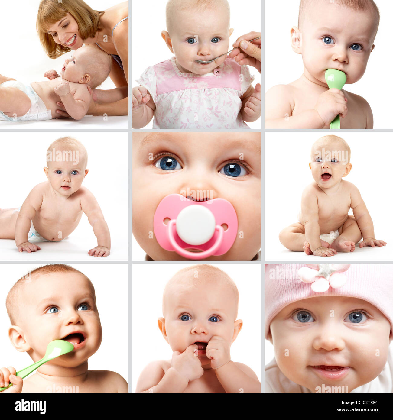 Collage of adorable babies over white background Stock Photo - Alamy